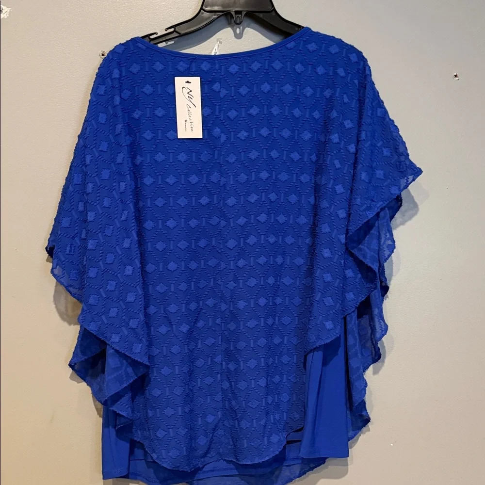 NY Collection | Tops | Ny Collection Royal Blue Textured Blouse | Poshmark